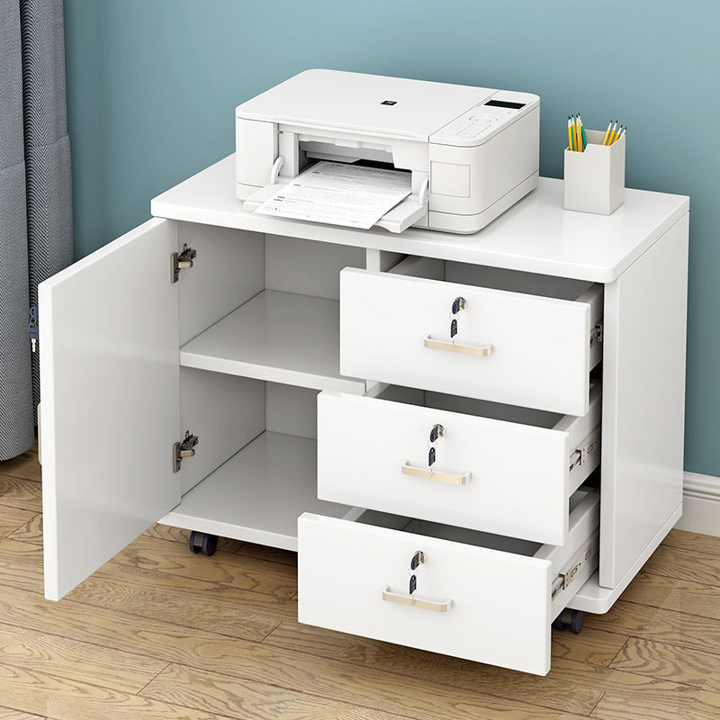 Thickened Wooden Office Cabinet Floor File Cabinet with Lock Three ...