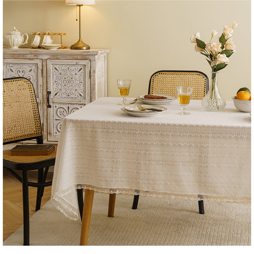 Pastoral Style White Lace table cloth |Embroidered Coffee table Cover ...
