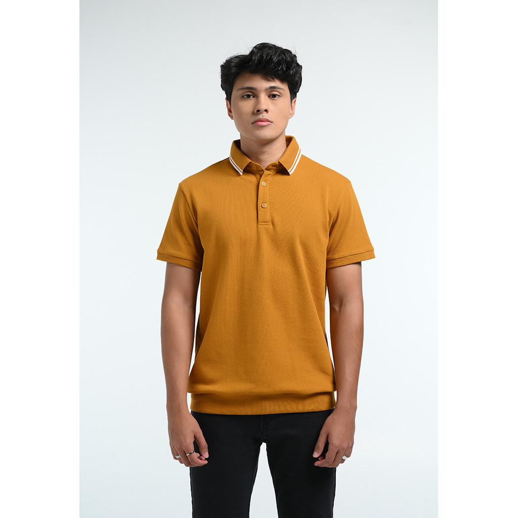 Manzone Caleb Men's Short Sleeve Polo Shirt - Mustard | Shopee Singapore