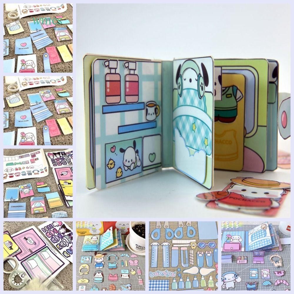 WMES1 Sticker Games Melody Quiet Book, Kuromi My Melody Handmade Diy ...