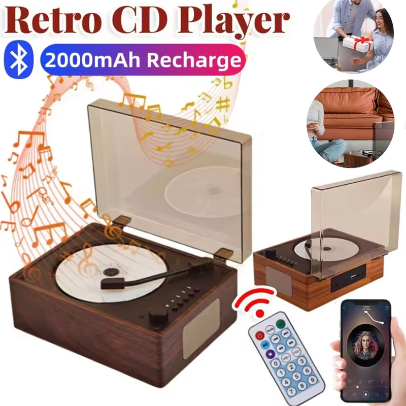 Desktop CD Player 2000mAh Rechargeable Infrared Remote Control Music ...
