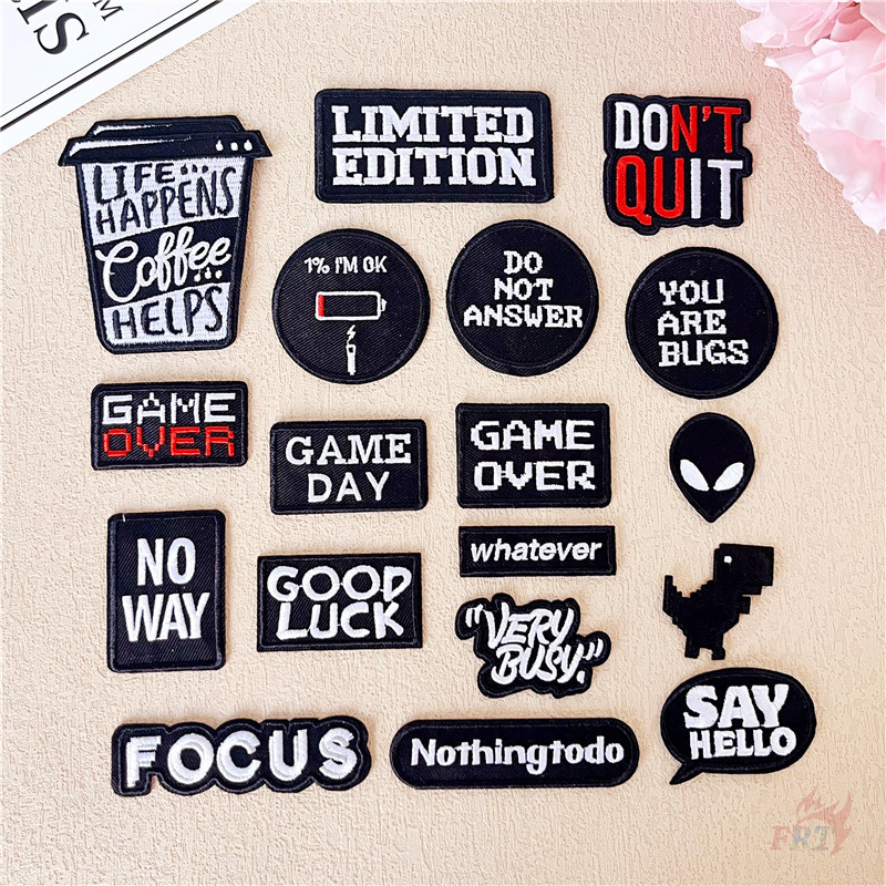 Game. Black & White Funny Slang Art Iron-On Patch ♚ 1Pc Good Luck ...
