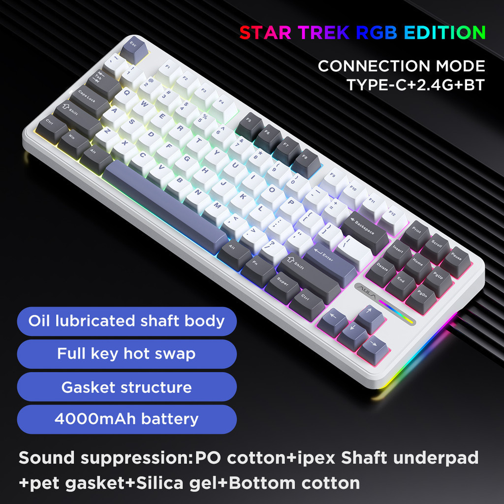 Aula F87 Pro Mechanical Keyboard 87 Key with TKL Gasket Structure Full ...