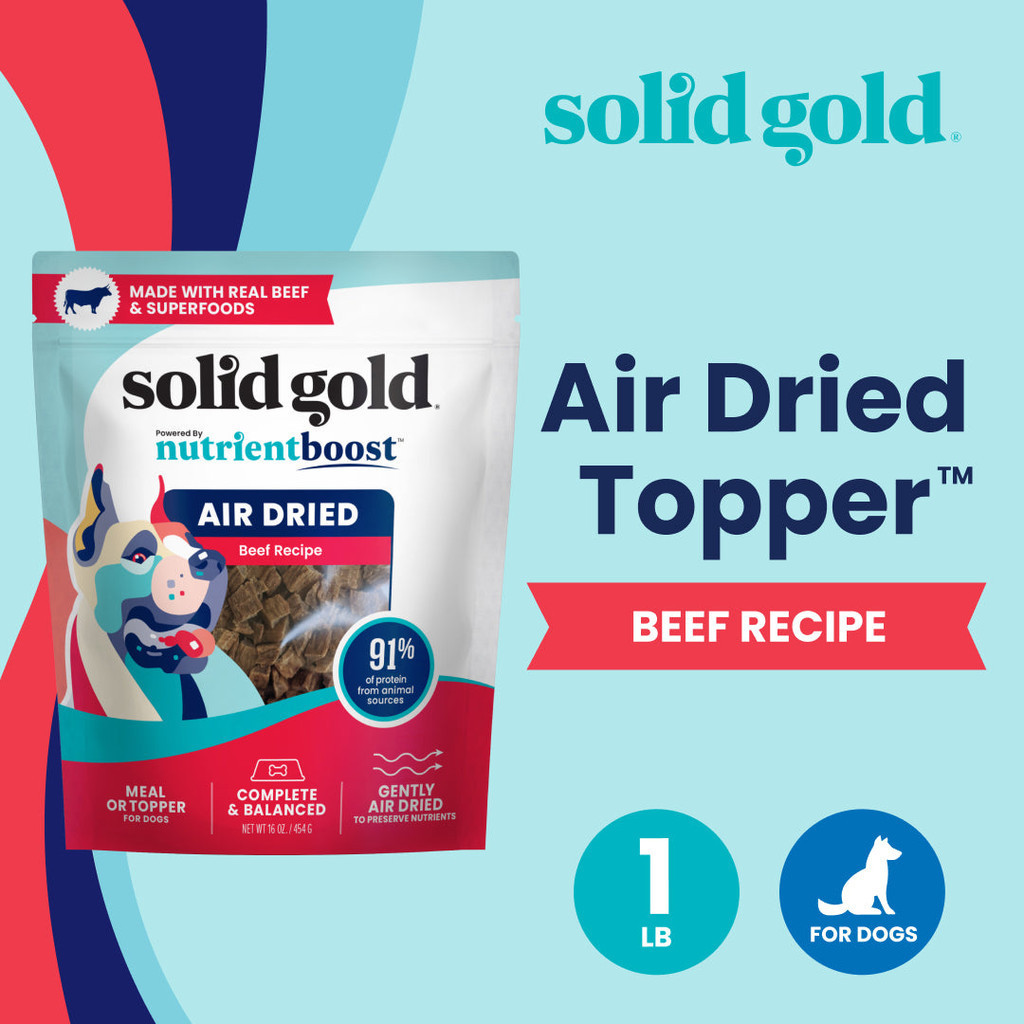 Solid Gold Air Dried Topper Complete & Balanced Meal Topper For Dogs - Beef 1LB (EXP:01 2026 ...