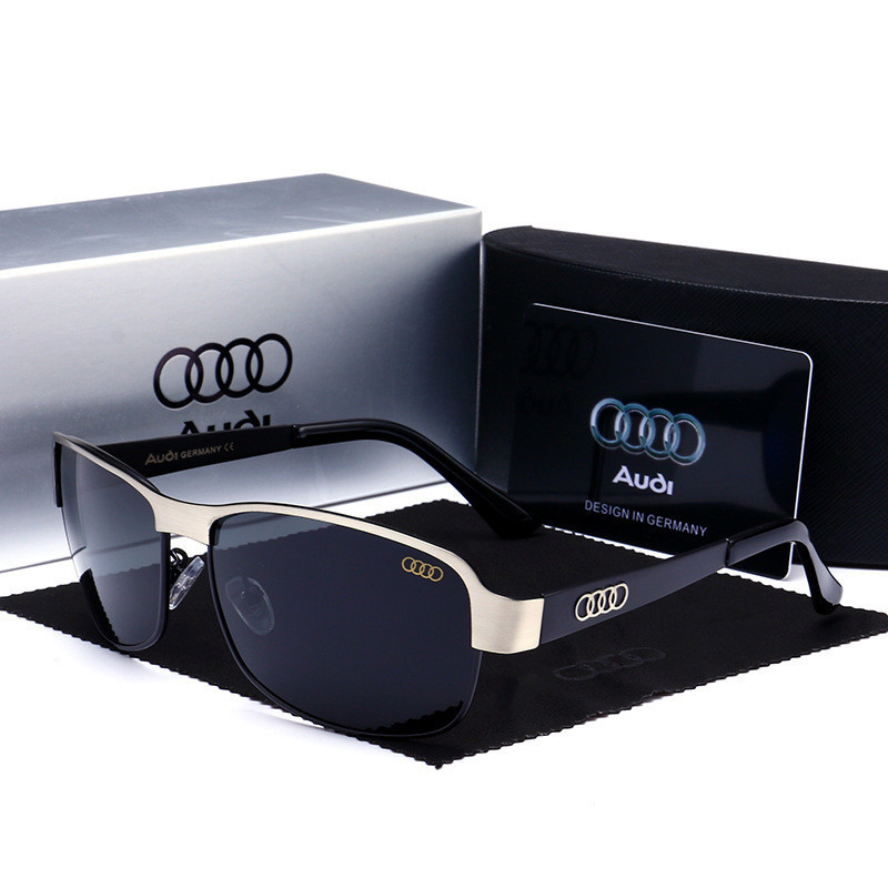 Men's car brand sunglasses, four ring logo box, sunglasses, Audi ...