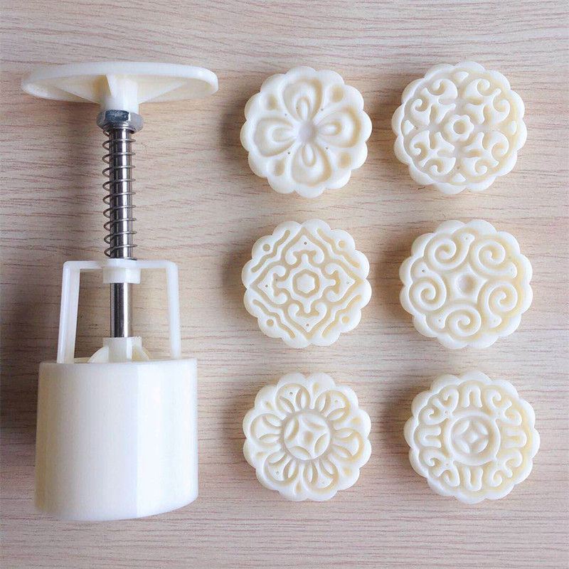 Moon Cake Mold Mid-Autumn Baking Tool round Mold Hand Pressure Moon ...