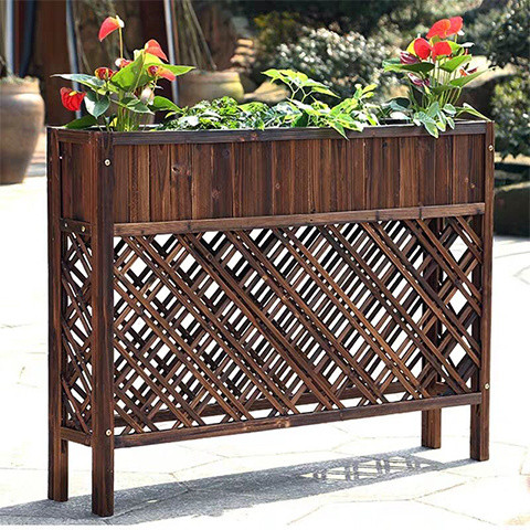 Partition Flower Stand Outdoor Flower Bed Carbonized Grid Flower Box ...