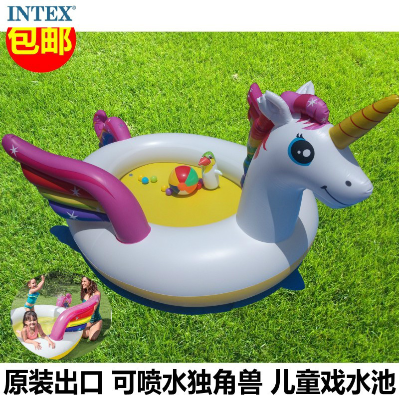 intex Eco-friendly Unicorn Paddling Pool Water Spray Cartoon Animal ...