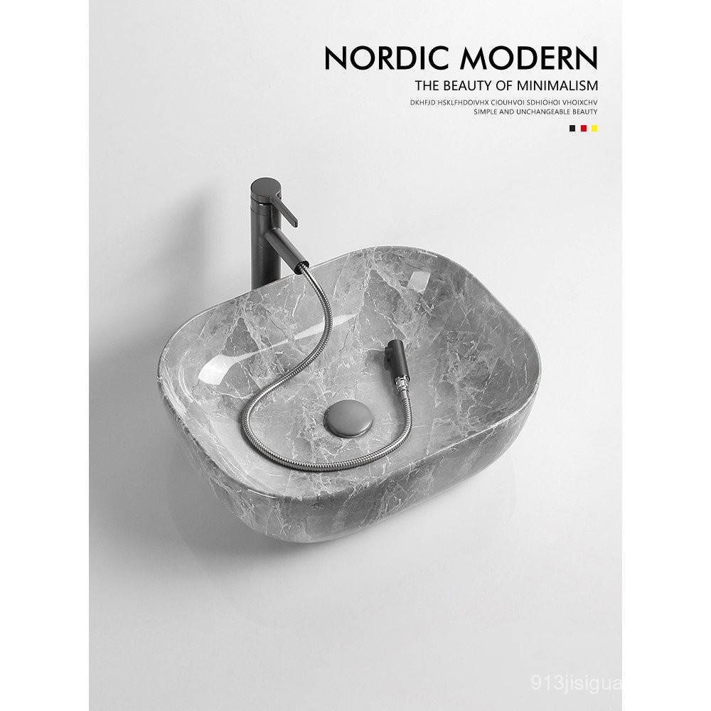 Nordic Light Luxury Gray Stone Pattern Countertop Basin Ceramic ...