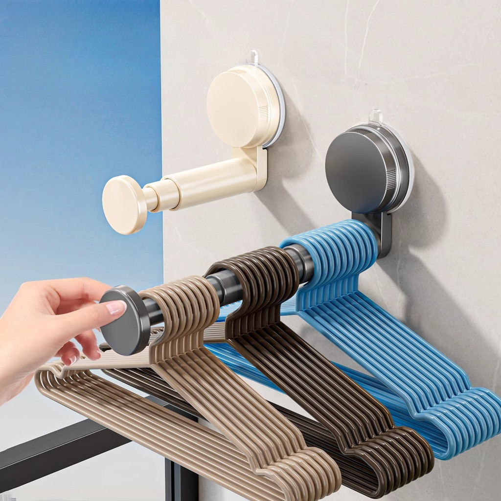 Suction Cup Clothes Hanger Storage Rack, Foldable Organizer Holder, No ...