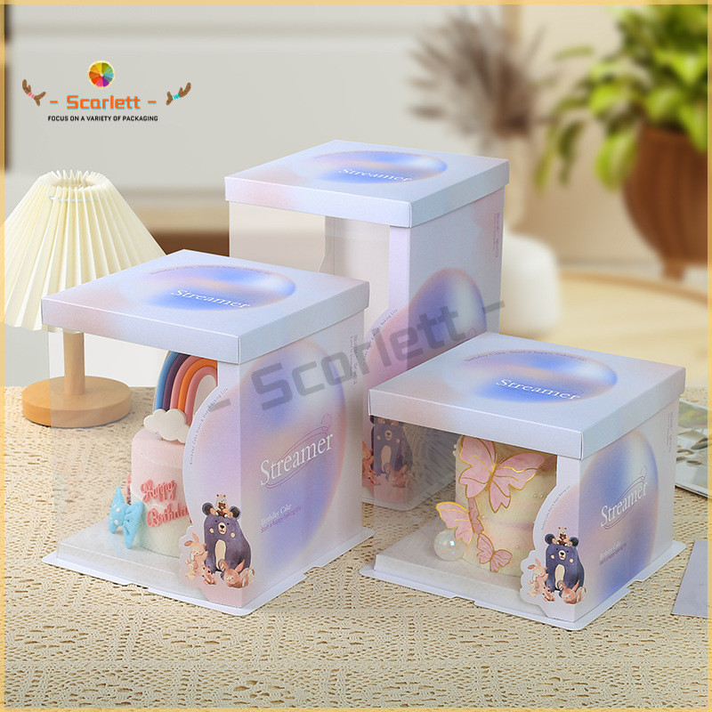 [5pcs/lot] 6&8inch Square Translucent Cake Box / DIY Birthday Wedding ...