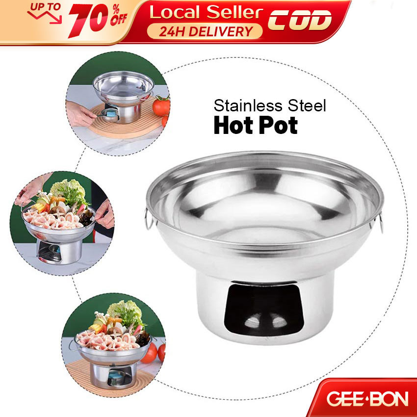 GEEBON Portable Hot Pot Stainless Steel Alcohol Charcoal Fuel Mini ...