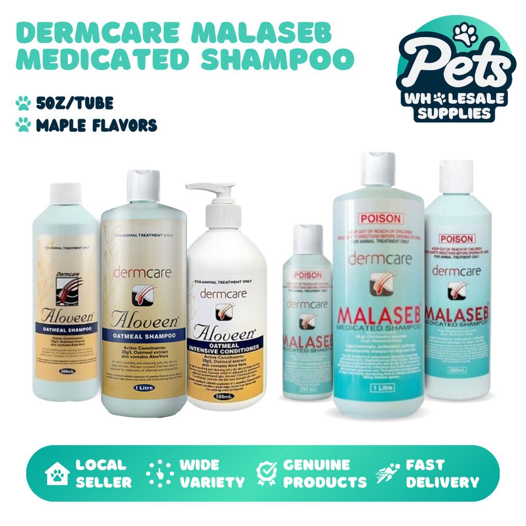 Dermcare Malaseb & Aloveen Pet Shampoo 200ml-1L - Medicated, Effective ...