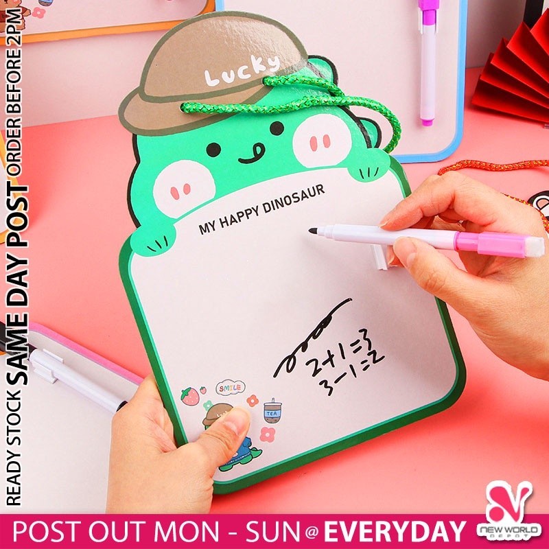 𝗗𝗢𝗨𝗕𝗟𝗘 𝗦𝗜𝗗𝗘𝗗 》 Cartoon Erasable Drawing Pad Message Student Writing ...