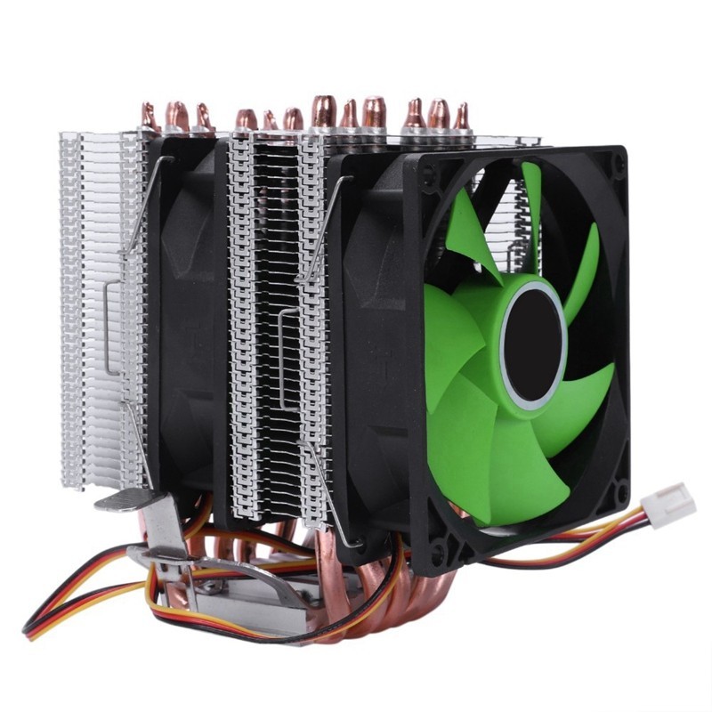 Dual Fan Cpu Cooler 6 Heatpipe 3Pin Heatsink Radiator For 775/1150/1155 ...
