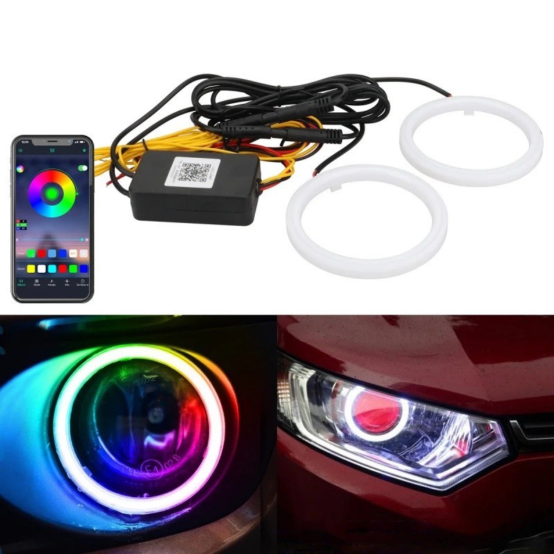 2PCS RGB Angel Eyes 100mm 80mm 60mm Symphony Halo Ring DRL Headlight ...