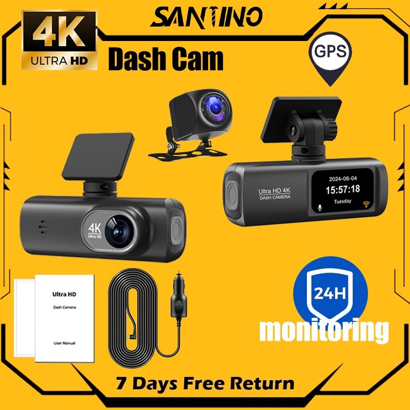 SANTINO V22 Dual 4K UHD Car Dash Cam Pro Plus 4K HD MDVR with GPS WIFI control Stock Warranty ...