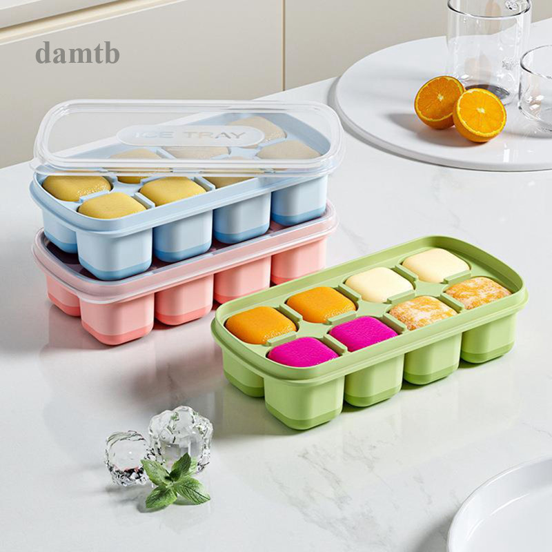 DTB 8 Grids Ice Cubes Trays With Lid Diy Popsicle Mould Food Freezing ...