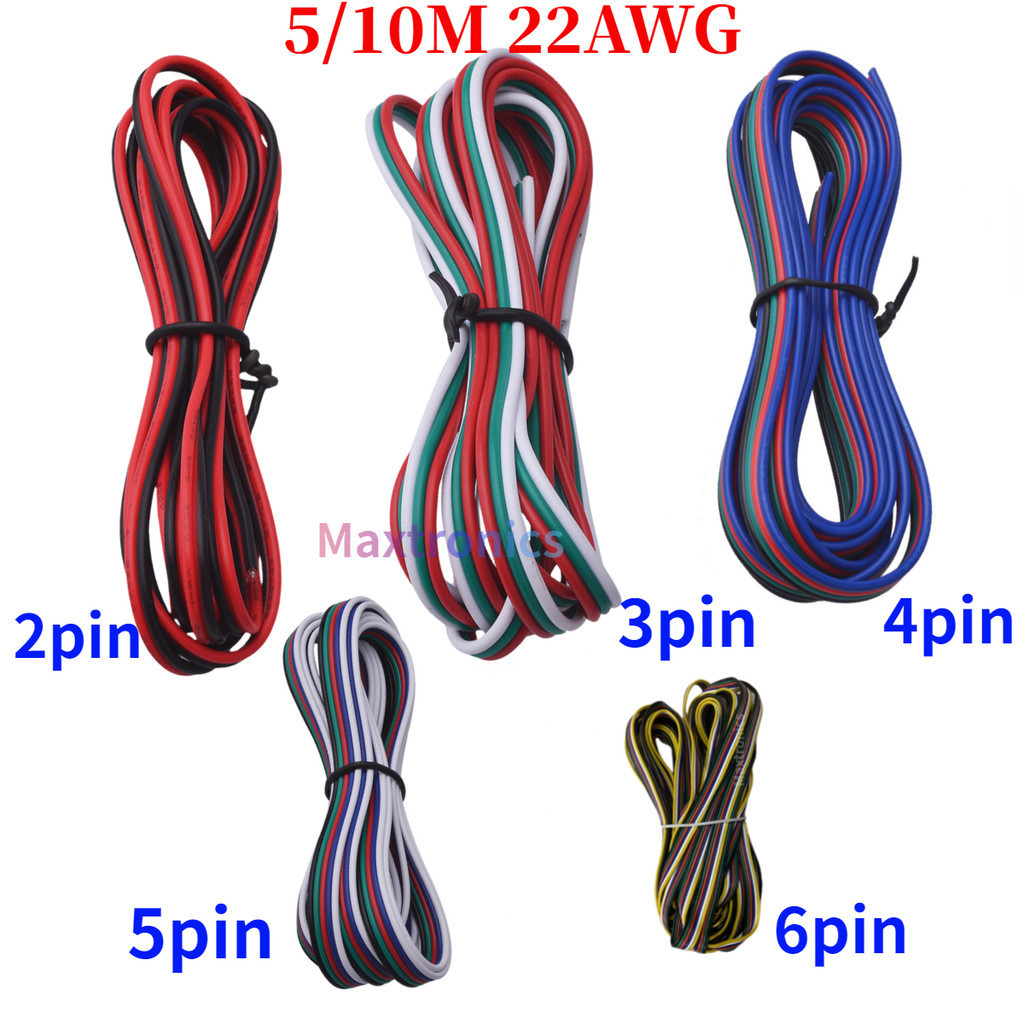 5meters-10meters 2pin 3pin 4pin 5pin 6pin Electric Wires 22AWG 20AWG 18AWG WS2812B WS2813 5050 ...
