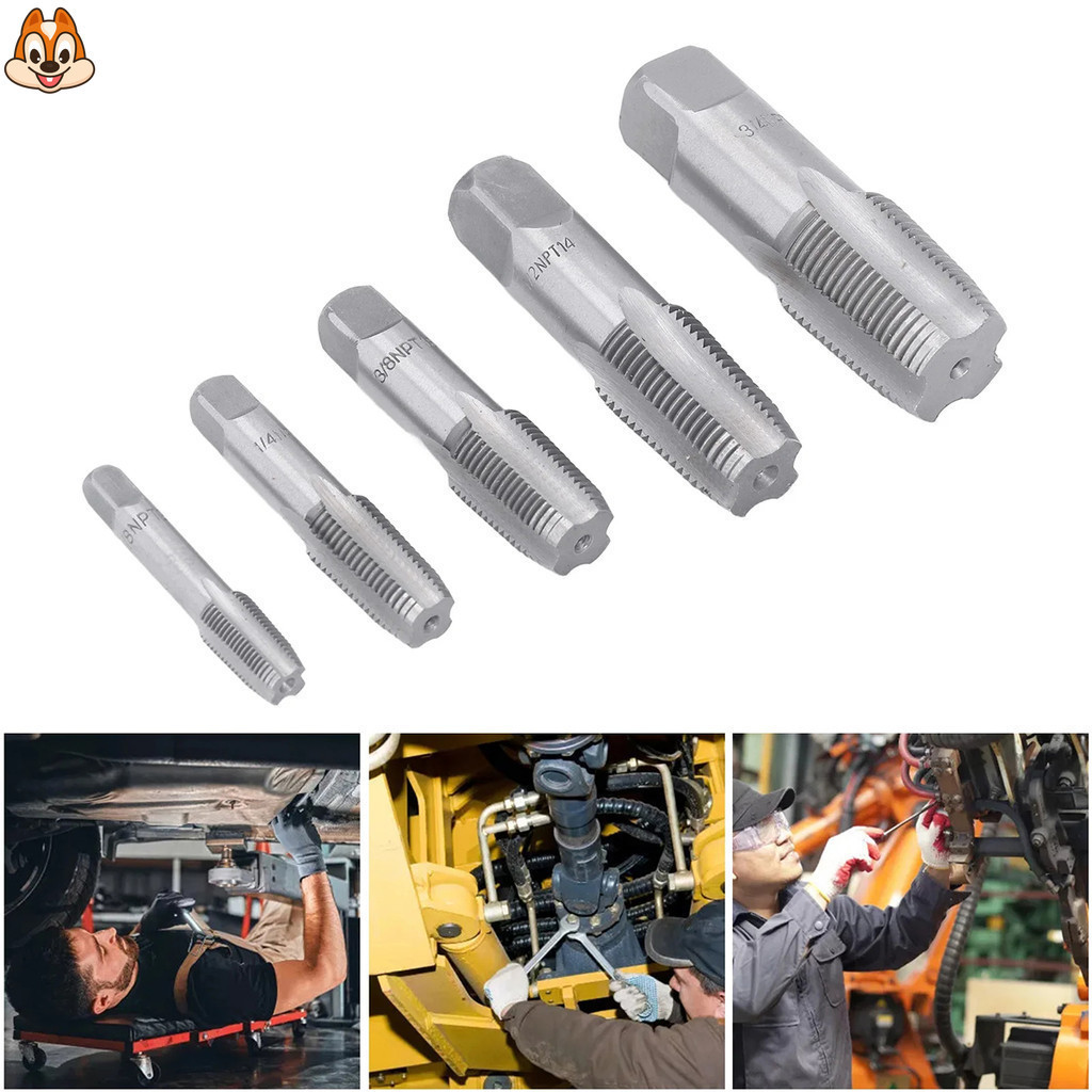 5pcs NPT Pipe Tap Set Sizes Included 3/4 1/2 3/8 1/4 1/8inch Carbon ...