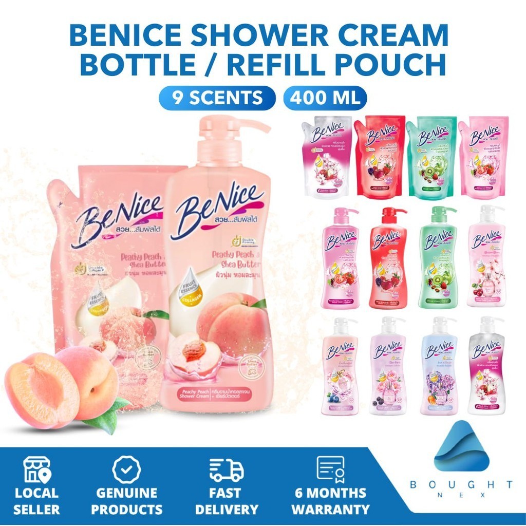 Benice Shower Cream Bottle / Refill 400ml Enchanted Peachy Peach Glam ...
