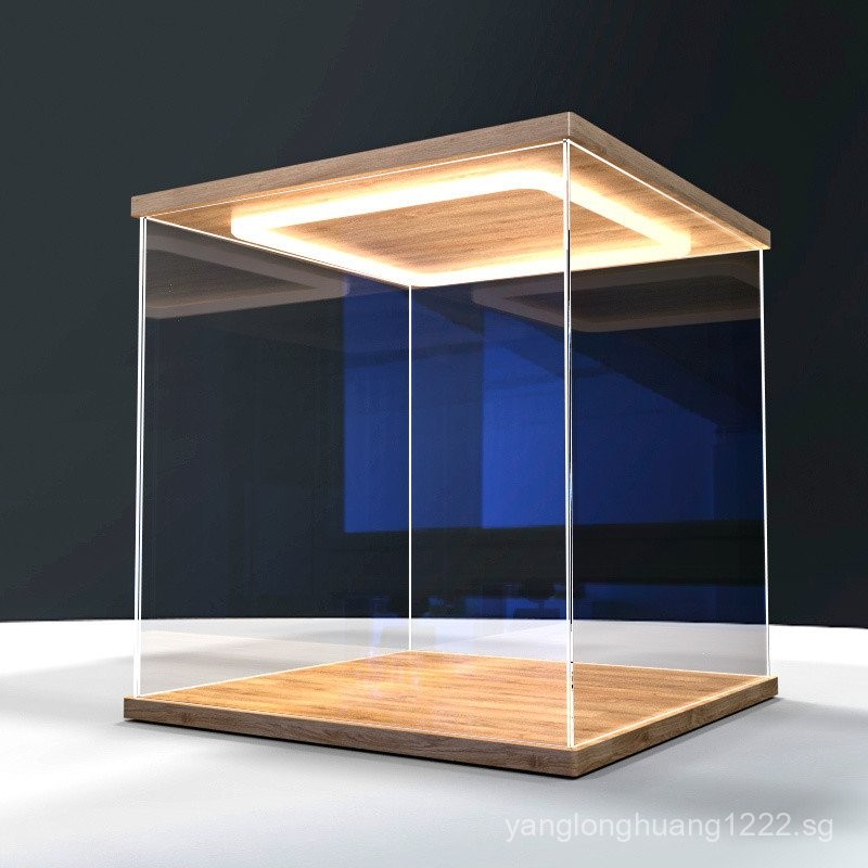 Acrylic Display Case for Round Lamp, Dustproof Wooden Cover for Lego ...