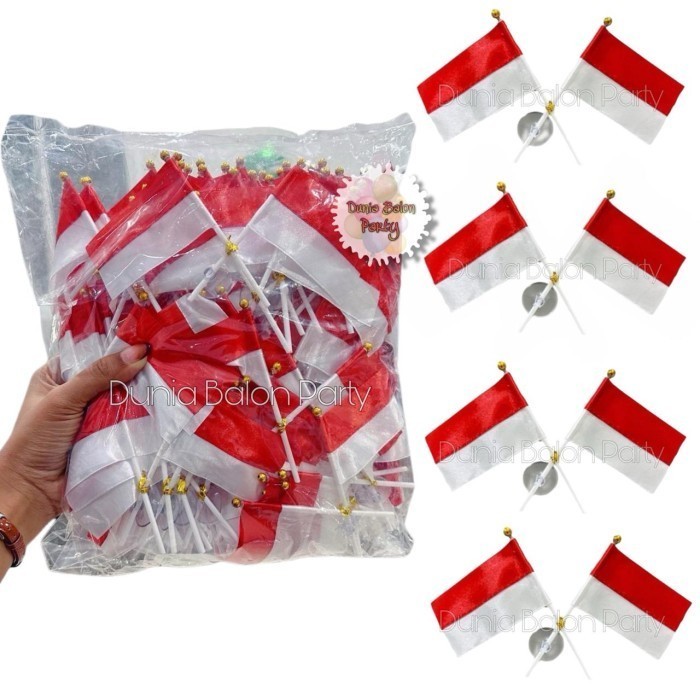 PUTIH MERAH [100Sets] Red And White Glass Flags/Car Glass Decoration ...