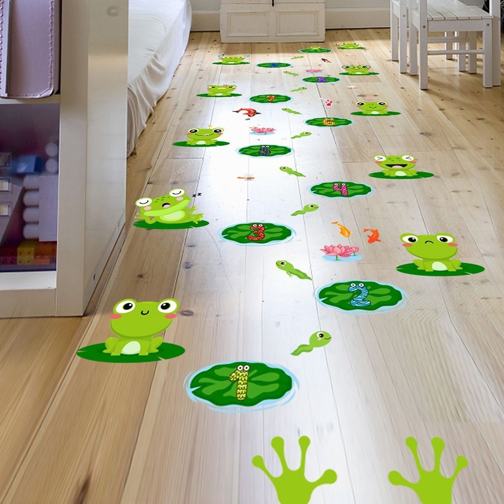 Frog Jumping House Floor Stickers Kindergarten Game Cartoon Early ...