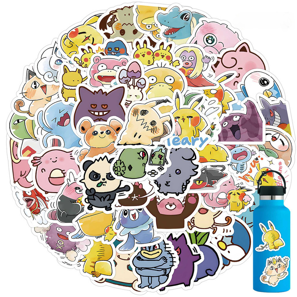 60PCS Cute Cartoon Anime Pokemon Pikachu Graffiti stickers for Helmet ...