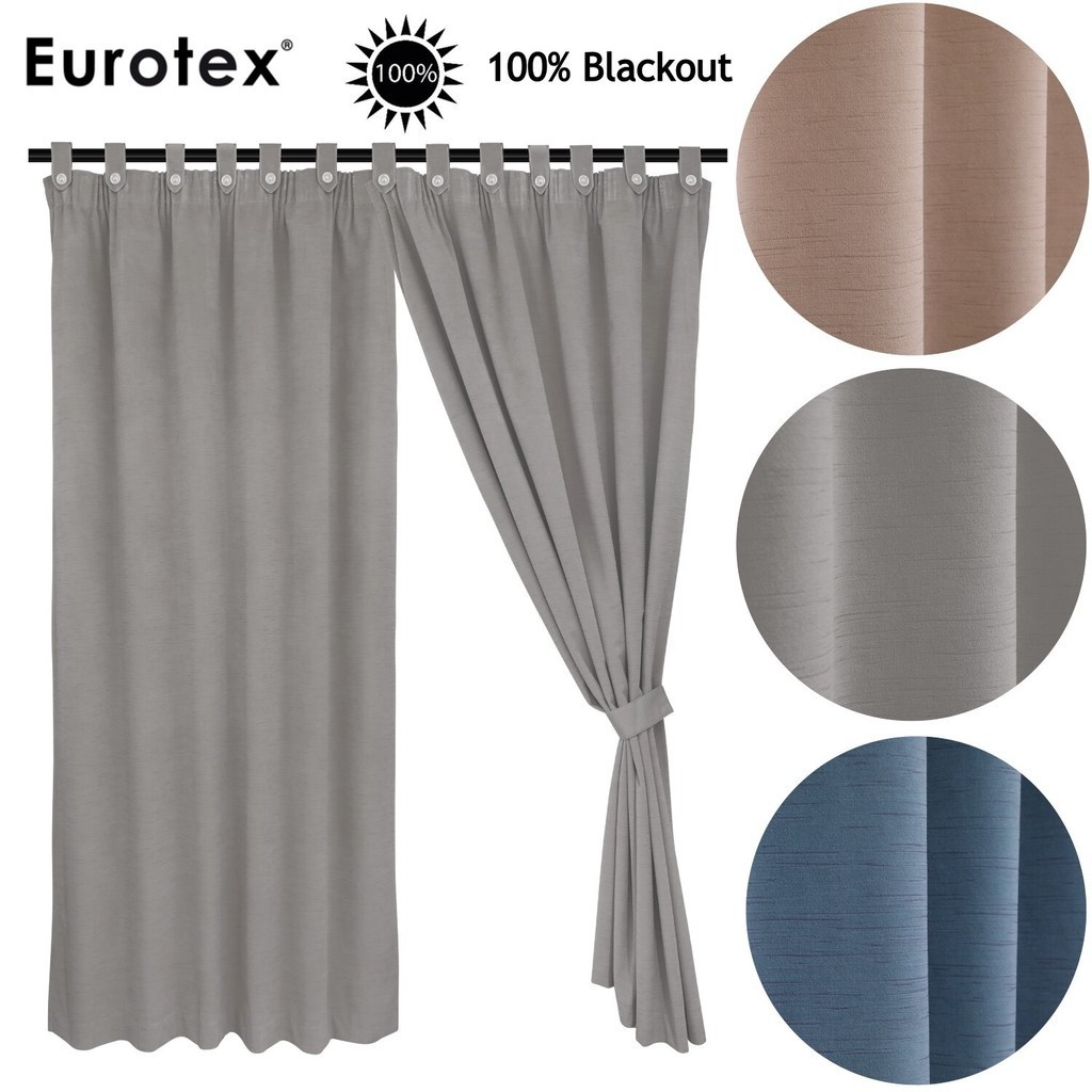 Eurotex, Blackout Curtain, Block 100% Sunlight, 3 Ways Hanging Options ...