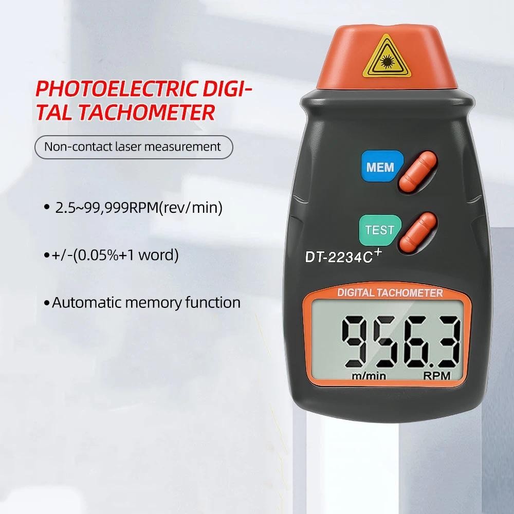 Dt2234C + Digital Laser Tachometer Non-Contact Tachometer 2.5Rpm ...