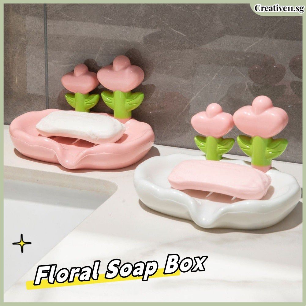 Creative Flower Shape Soap Box Cute Floral Soap Dish Drainable Soap ...
