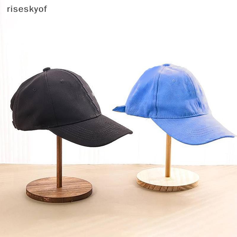 riseskyof Wood Hat Stand Wig Display Rack Pedestal Stand Baseball Hat ...