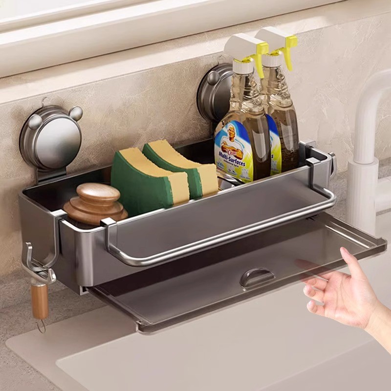 Suction Cup Kitchen Sink Organizer, Multi-Function Sponge/Rag Holder ...