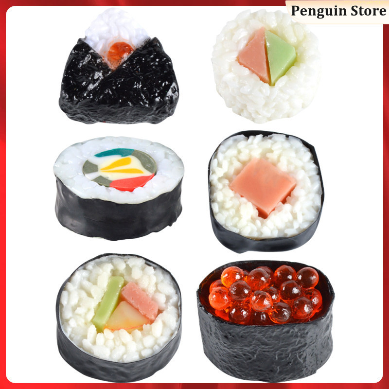 6 Pcs Simulation Sushi Japanese Food Fake Model Realistic Display ...