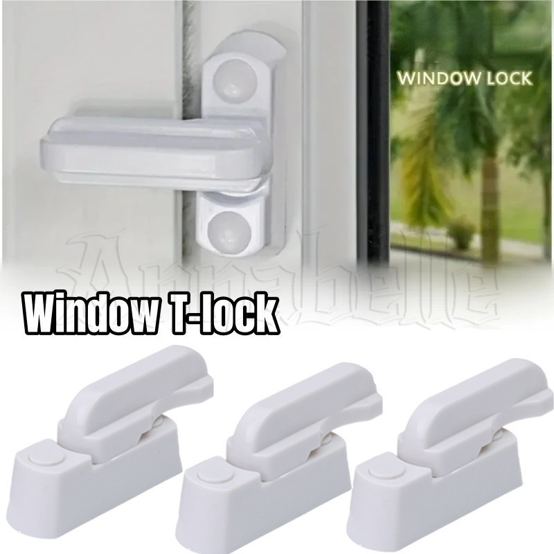 T-Shaped Window Lock - Safety Barrier Baffle - White Aluminum T Shaped ...