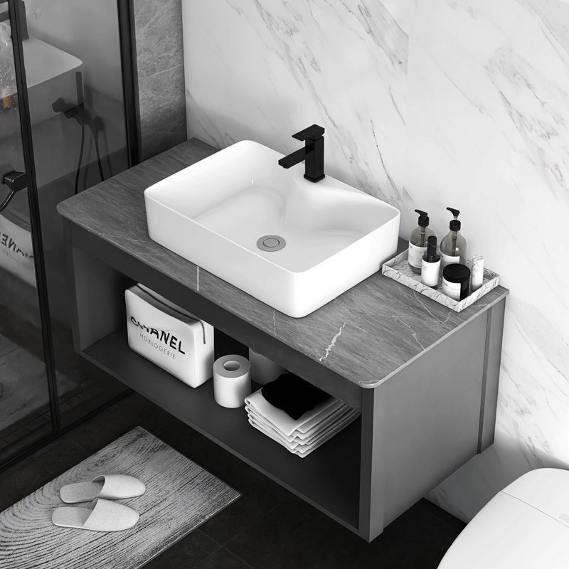 Space-saving Bathroom Vanity Set with Small Hand Basin and Aluminum ...