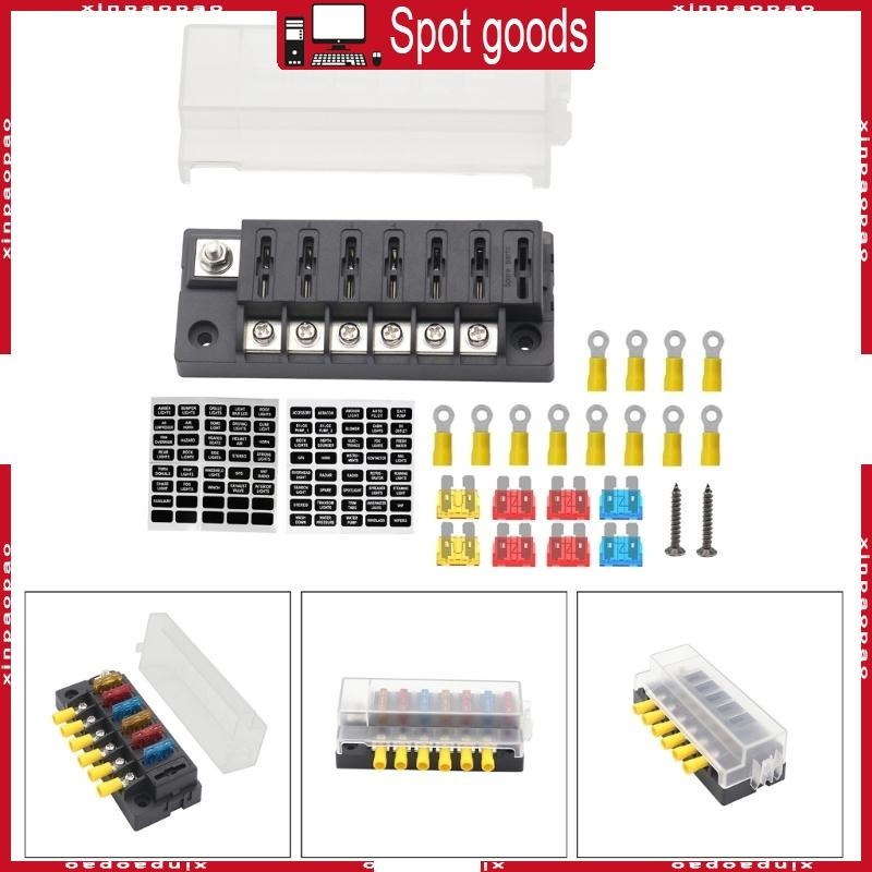 XI 100A 6 Way Blade Fuses Block Fuses Box with Positive Power Inputs ...