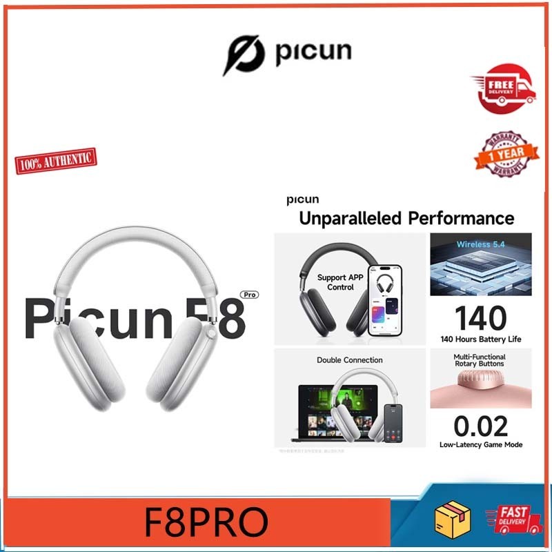 Picun F8 Pro ANC wireless headphones, 3D spatial audio device, head ...