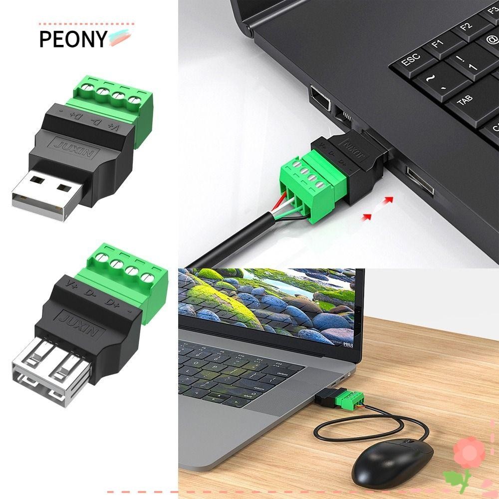 PEONIES USB Turn Terminal, USB 2.0 4 pin USB Connector, USB Plug ...