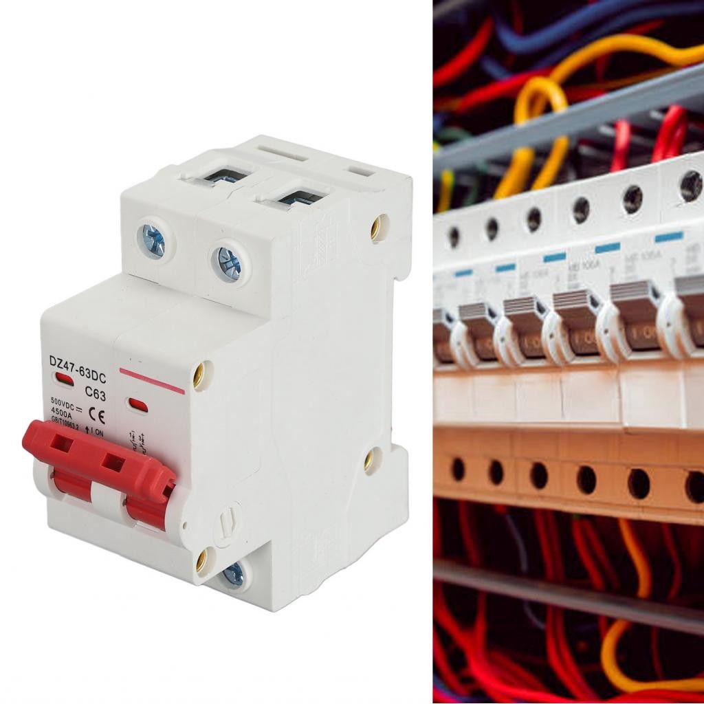 Supergoodsales DC Miniature Circuit Breaker 2P 63A 500V High Safety PC Shell DIN Rail Mount ...