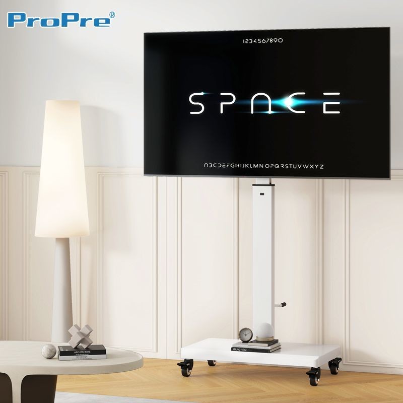 TV Stand Floor Rolling Cart with Wheels Hand Crank Monitor Stand for ...