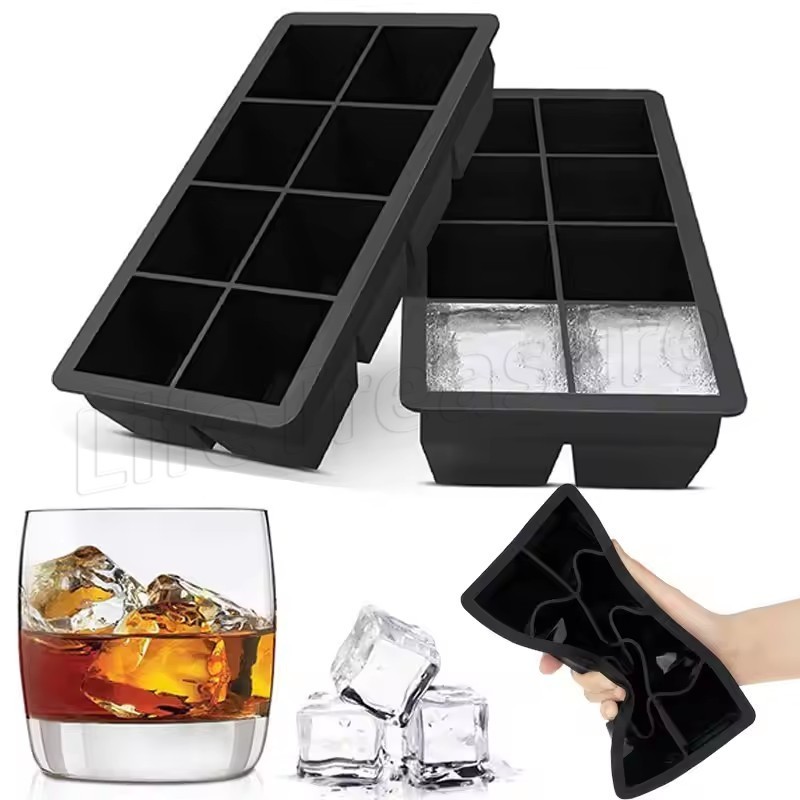 4/6/8 Grid Big Ice Tray Mold Box - Square Ice Lattice Mould - Silicone ...