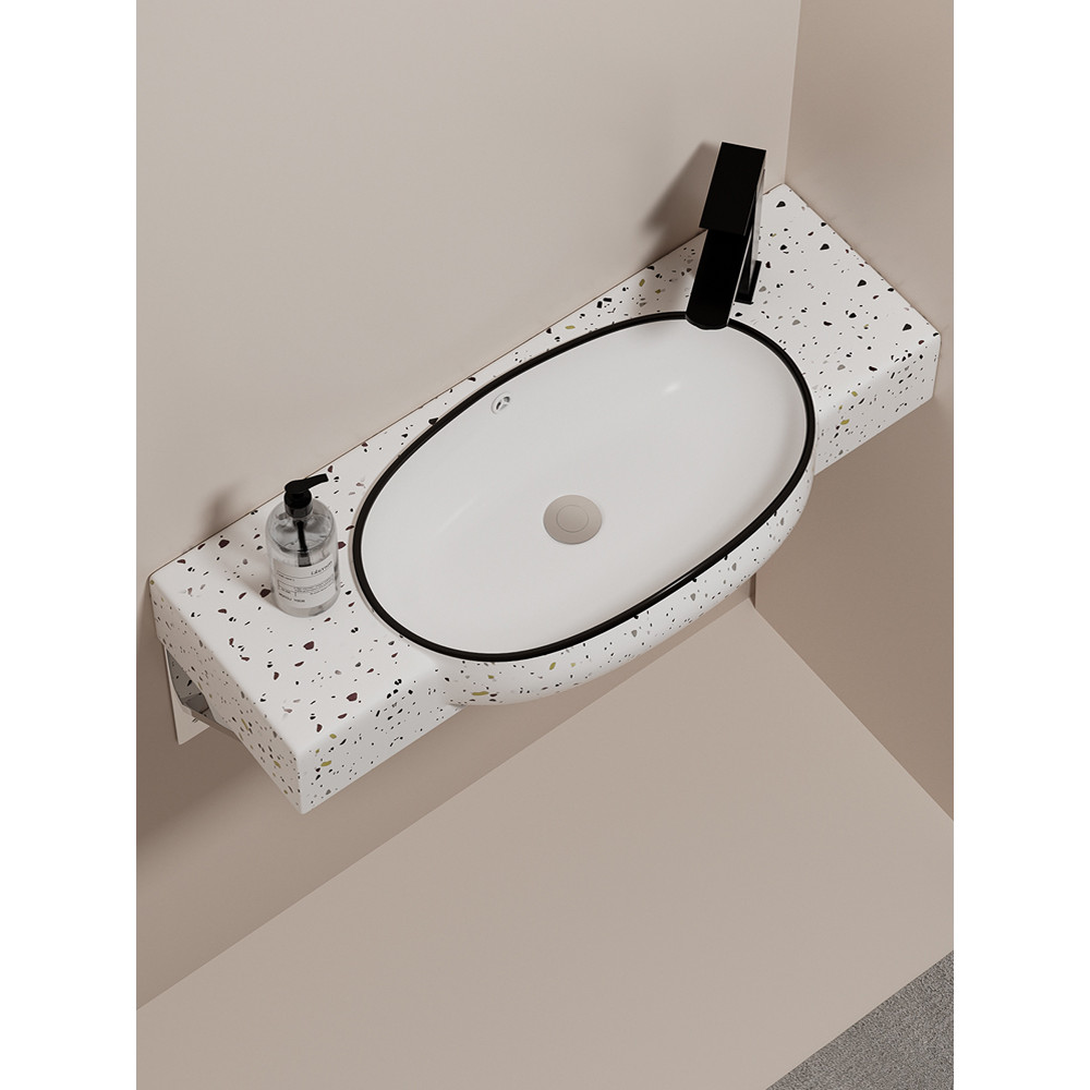 Small Apartment Wall-Mounted Ceramic Wash Basin Narrow Edge Extra Long ...