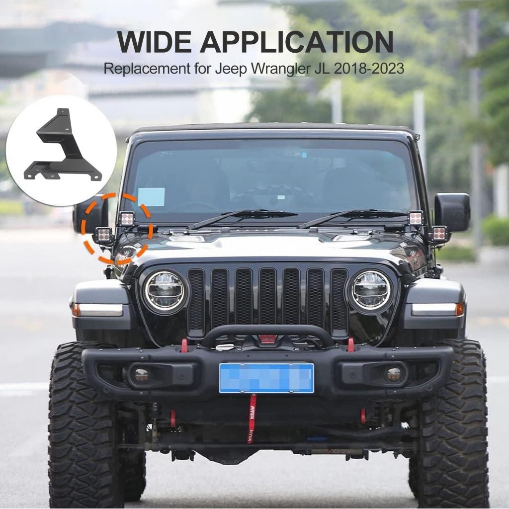 Dual A-Pillar Light Mount Windshield LED Mounting Brackets Off-Road Bar ...