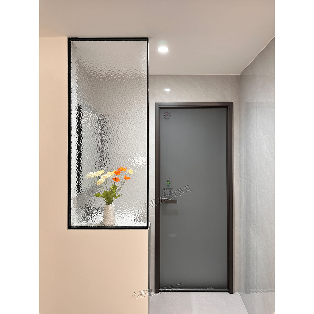 Bathroom Half Wall Oil Painting Ultra White Water Ripple Art Glass ...