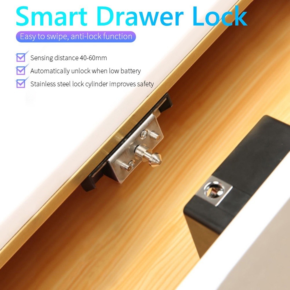 Smart Drawer Lock Invisible Electronic RFID IC Card Cabinet Lock Unlock ...