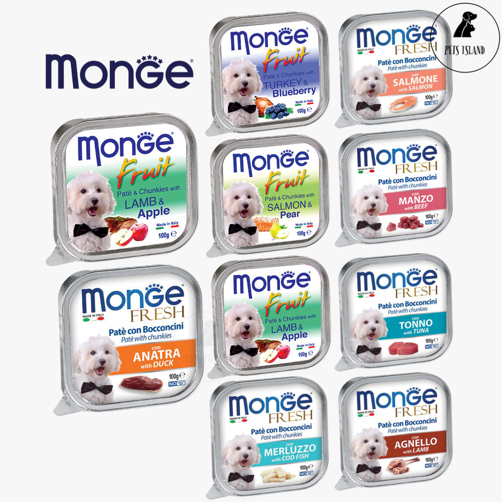 Monge Fresh & Fruit Pate & Chunkies Wet Dog Food 100g (Mix & Bundle ...