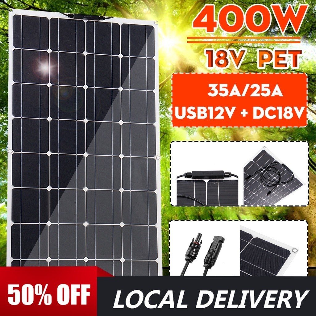 500W 18V Solar Panel Monocrystalline Solar Cell Bank Pack DIY Cable ...