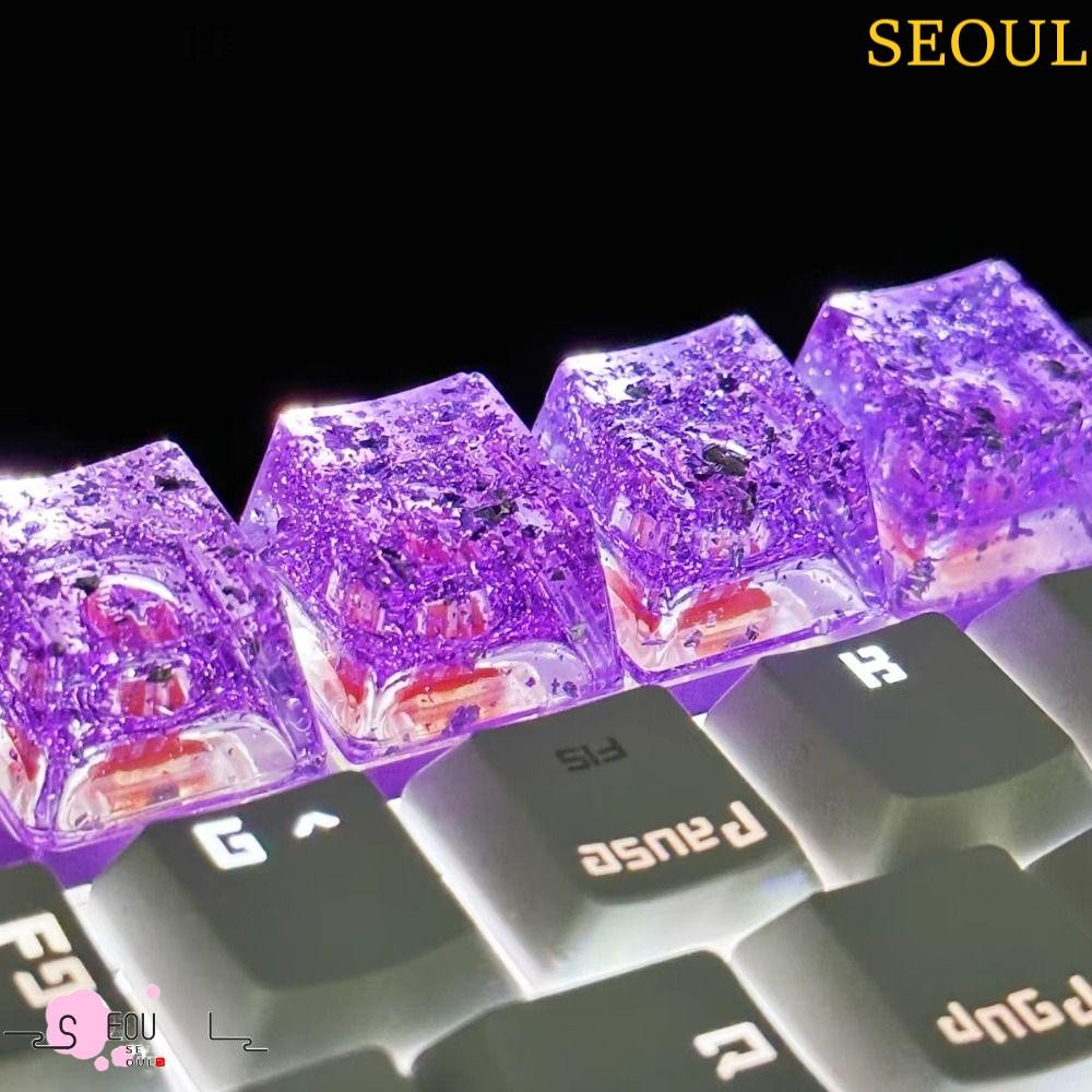 SEOUL Gold Foil Paper Keycaps, Universal Little Key Resin Transparent ...